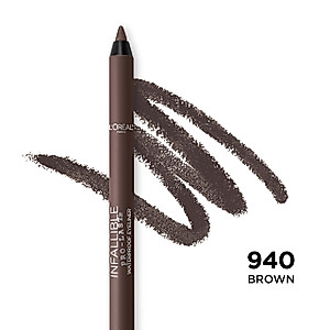 L’Oréal Paris Makeup Infallible Pro-Last Pencil Eyeliner, Waterproof and Smudge-Resistant, Glides on Easily to Create any Look, Brown, 0.042 oz.