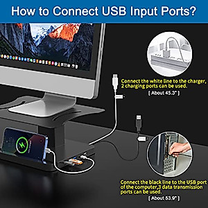 AQQEF Monitor Stand, Height Adjustable Computer Monitor Riser for Desk, Ergonomic Desktop Monitor Stand for Laptop, Computer, iMac (Metal -with USB HUB & Charger)
