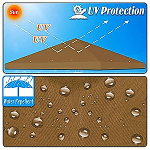 STRONG CAMEL 10x10 Canopy Replacement top Gazebo Canopy Top Patio Pavilion Cover Sunshade Pplyester Single Tier-Brown
