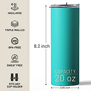 Earth Drinkware SKINNY TUMBLERS (4 pack) - 20oz Stainless Steel Double Wall Insulated Tumblers with Lids and Straws | Skinny Travel Mug, Straw Cleaner INCLUDED | Blanks For Vinyl Projects - Multi #3