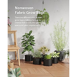 POROLIR 5-Pack Grow Bags 10 Gallon Thickened Plant Grow Bags Multi-Purpose Nonwoven Fabric Pots with Durable Handles, Outdoor Garden Plant Pots for Fruits Vegetables Flowers Herb Bonsai Plants, Black