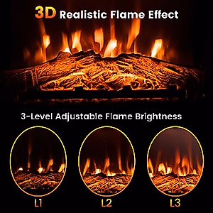 GOFLAME Electric Fireplace with Mantel, 1400W Freestanding Mantel Fireplace Heater with Remote Control, 3 Flame Brightness, Thermostat, 6H Timer, Overheat Protection, CSA Certified (White)