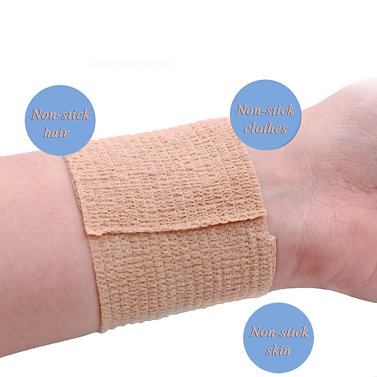 HerMia Cohesive Medical Tape, Self Adhesive Bandages, Breathable Waterproof Elastic Athletic Non-Woven Bandage, 8 Rolls Sports Wrap Tape for Wrist and Ankle