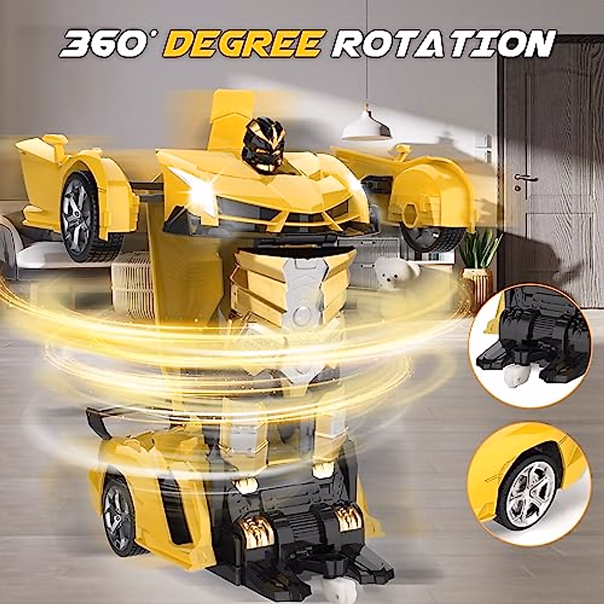 Britik Transform Remote Control Car - RC Cars, One-Button Transforming, 360° Rotation Drifting, 2.4Ghz 1:18 Scale, Gift Kids Aged 4-6 Year Old Boys/Girls