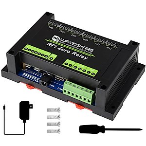 Waveshare Industrial 6-CH Relay Module for Raspberry Pi Zero, RS485/CAN Half-Duplex Communication, Auto RX/TX Switch, MCP2515 + SN65HVD230 Solution, SPI Control