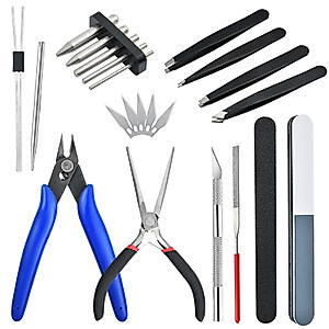 Worldity 22 Pieces Metal DIY Model Tool Sets Metal Earth Model Kits, 2 Nose Pliers and Tab Edge Cylinder Cone Shape Bending Assist Tools for 3D Metal Jigsaw Puzzles Assembly