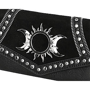Restyle Triple Goddess Sun and Moon Gothic Tri-Fold Wallet, Faux Leather, Black