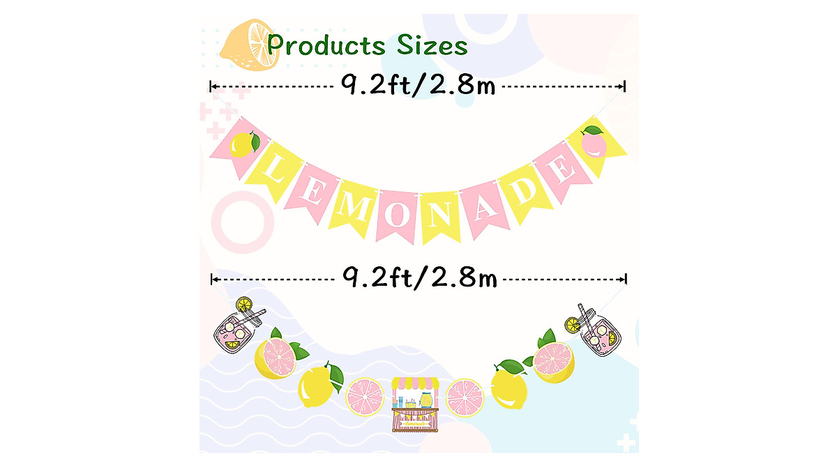 VILIFEVER Pink and Yellow Lemonade Banner for Summer Parties