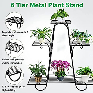 Nisorpa 6 Tier Plant Stands for Indoor and Outdoor, Metal Plant Stand Shelf, Flower Pot Holder Shelf for Multi Plants, Multilayer Potted Planters Display Rack L31.5 x H29.13 x W8.27in