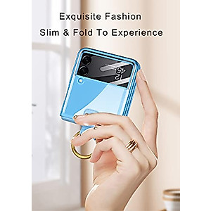 FYTON Galaxy Z Flip 4 Case with Ring, Ultra-Thin Electroplated Frame Z Flip 4 Case with Ring Holder, Anti-Scratch Shockproof Protective Cover with for Samsung Galaxy Z Flip 4 5G (2022), Lavender