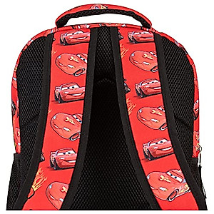 Cars Lightning McQueen Allover Backpack - Lightning McQueen, Mater, Doc Hudson Backpack - Officially Licenced Disney School Bookbag (Red)