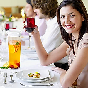 2Pcs Plastic Water Pitcher,Water Carafe BPA Free Iced Tea Pitchers,Airtight Fruit Infuser Water Pitcher for Fridge Door,Homemade Iced Coffee and Lemonade 1.1L/38Oz（white green）