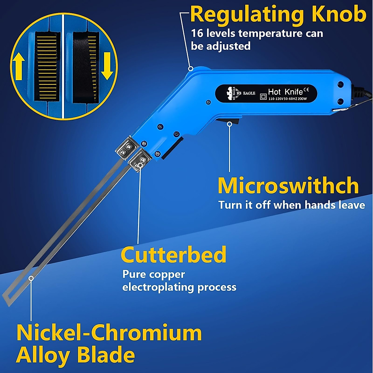 Hot Knife Foam Cutter, Electric Hot Knife Foam Cutting Tool Styrofoam Cutter 200W 110-120V for EPS, XPS, EPP, EVA, EPE, PU, KT Board, Sponge