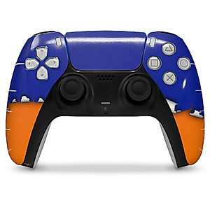WraptorSkinz Skin Wrap compatible with Sony PS5 DualSense Controller Ripped Colors Blue Orange (CONTROLLER NOT INCLUDED)