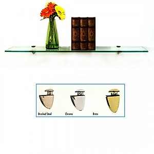 Spancraft Glass Peacock Glass Shelf, Brass, 8 x 24