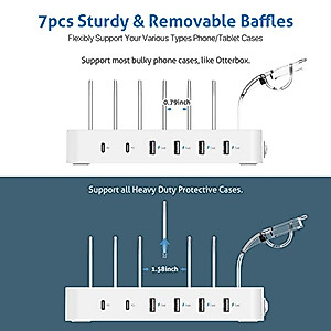 SooPii 6-Port USB-C Charging Station for Multiple Devices,2 PD 20W Fast Charging for lPhone 13/12,6pcs USB Charging Cables and 1pcs Upgraded Holder for I Watch Charger & Air Pods Included