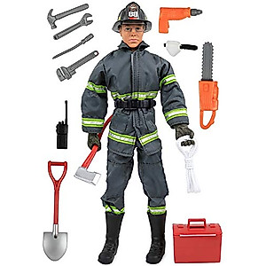 Click N' Play CNP30633 Search & Rescue Firefighter 12"" Action Figure Play Set with Accessories, 12 inches