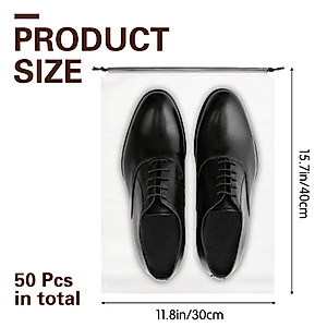 50 Pcs Translucent Travel Shoe Bags,Large Clear Shoe Bags for Storage,Protable Shoes Pouch Storage Organizers with Rope,Clear Drawstring Dust Bags for Packing,Men and Women