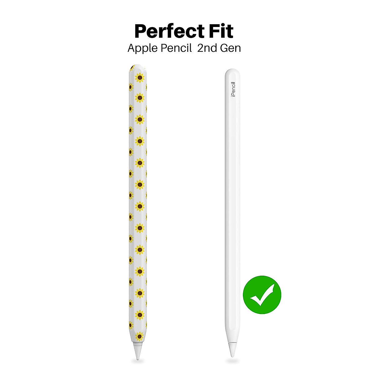 NIUTRENDZ Sunflower Case for Apple Pencil 2nd Generation Case Cover Silicone Protective Sleeve Accessories with 10pcs Apple Pencil Tips Cover (White)