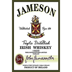 Jameson Irish Whiskey Vintage Metal Tin Sign Wall Plaque Poster Cafe Bar Pub Beer Wall Home Decor 8x12 Inch Tin Sign