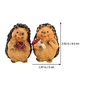 NUOBESTY 2pcs Animal Ornaments Resin Car Decor Ornament Animal Figurines Landscape Garden Decoration Miniature Ornament Hedgehog Statue Table top Decor Indoor Animal Ornament Crafts Cartoon