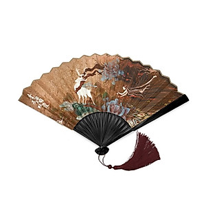 Chinese Fan Vintage Xuan Paper Fans With Gift Box, Foldable Bamboo Folder For Chinese Men And Women Fan Japanese Fan (Color : Onecolor, Size : 16.7cm)