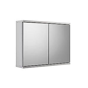 Croydex WC257022AZ Simplicity Double Door Mirrored Medicine Cabinet with Magnetic Push Catch Opening, White