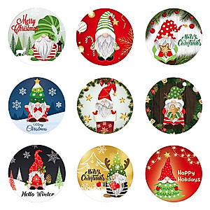 Epakh 540 Pieces Gnome Xmas Envelope Stickers, Merry Christmas Stickers Christmas Adhesive Envelope Seal Stickers Round Christmas Label Tags for Xmas Card Holiday Gift Decor, 1.2 Inch(Bright Style)