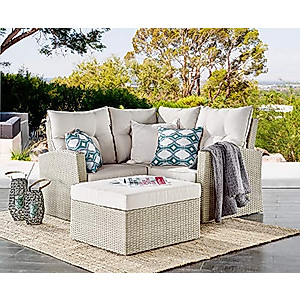 Canaan All-Weather Wicker Outdoor 26" Square Ottoman with Cushion