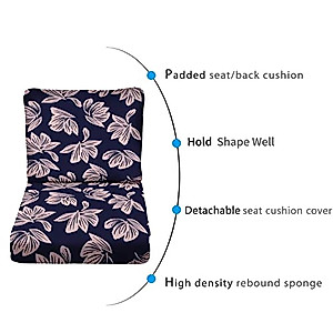 2-Piece Outdoor Deep Seat Cushion Set Pink Navy Floral botanical seamless suitable for fashion prints Back Seat Lounge Chair Conversation Cushion for Patio Furniture Replacement Seating Cushion