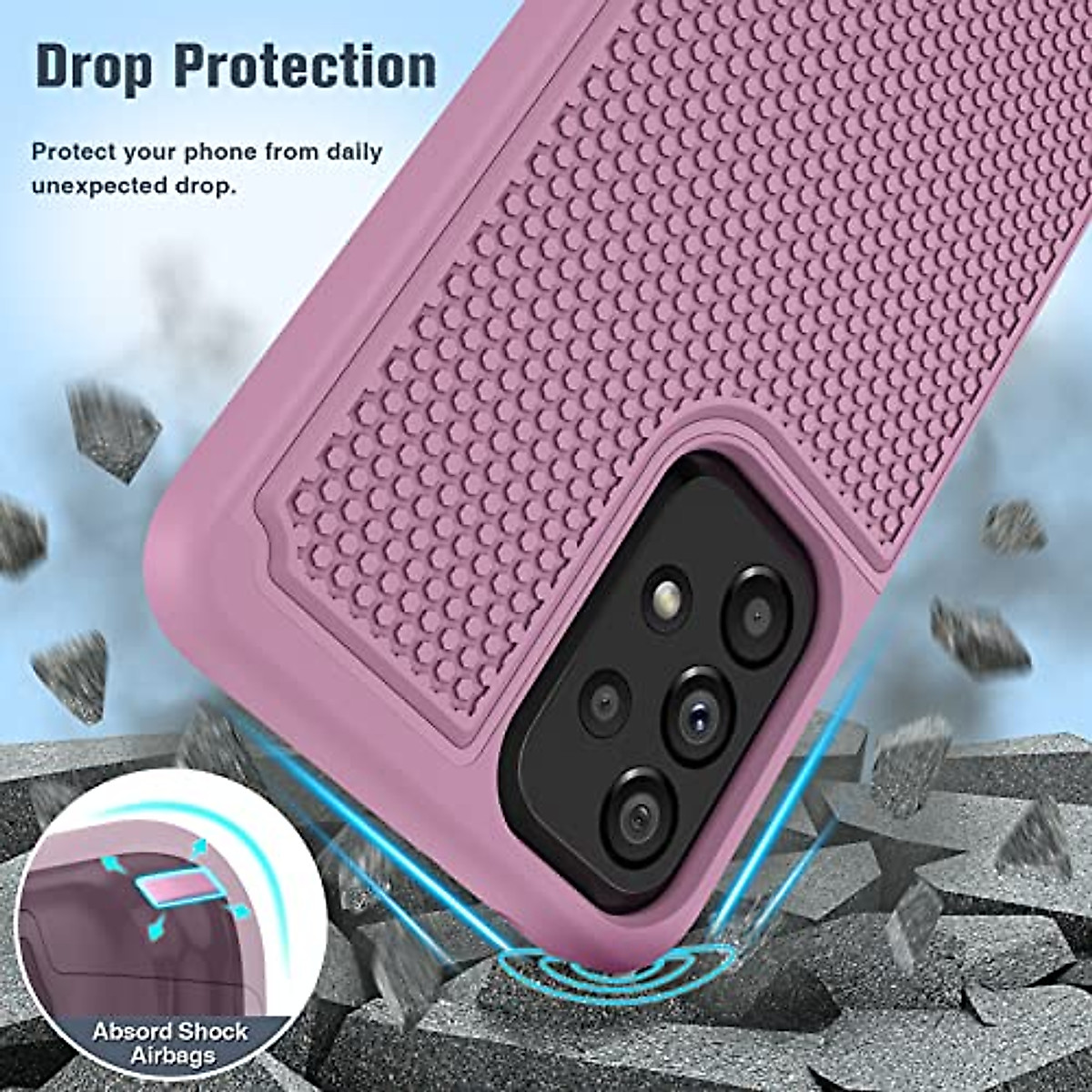 BNIUT for Samsung Galaxy A53 5G (Samsung A53 5G UW) Case: Dual Layer Protective Heavy Duty Cell Phone Cover Shockproof Rugged with Non Slip Textured - Military Protection - 6.5inch (Raspberry Pink)
