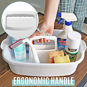 KeFanta Cleaning Supplies Caddy, Cleaning Supply Organizer with Handle, Plastic Bucket for Cleaning Products, Tool Storage Caddy, White