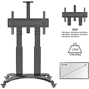 NB North Bayou Heavy Duty Aluminum Mobile TV Cart for 65-85 Inch Flat Screens, Rolling TV Stand with Load Capacity up to 125lbs AVF1800-70-1P(Black)