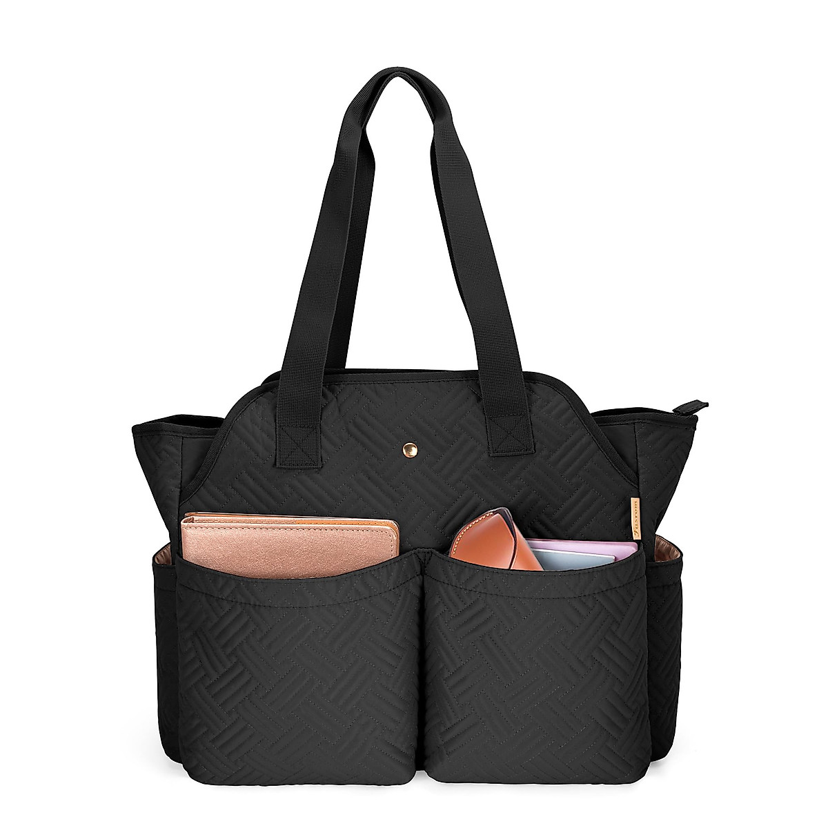 Fasrom Teacher Bag for Work Women, Large Utility Tote Bag with Laptop Compartment for Teacher Essentials (Empty Bag Only), Black