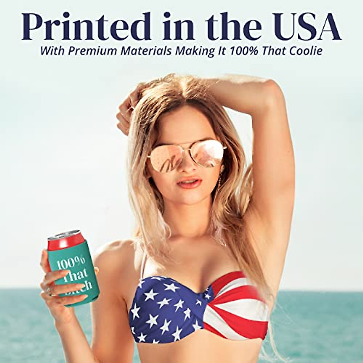 Sassy, Waterproof 100% That Turquoise Can Cooler. Durable Neoprene Beer, Soda, Water, or Other Beverage Sleeve. Novelty Drink Coolie is a Great Party or Bday Gift for Your Friend or Sister, 12 oz