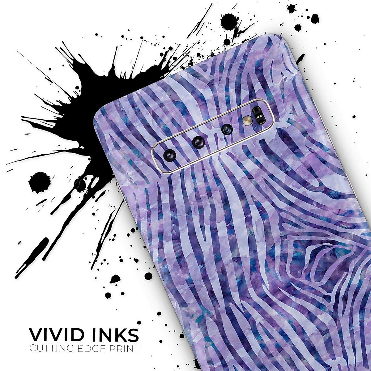 DesignSkinz Purple Watercolor Zebra Pattern Protective Vinyl Decal Wrap Skin Cover Compatible with The Samsung Galaxy S20 (Screen Trim & Back Glass Skin)