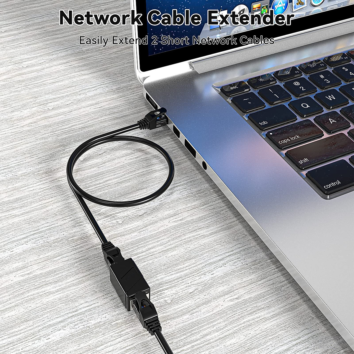 RJ45 Coupler, 2 Pack Ethernet Adapters Female to Female, Ethernet Cable Extender Adapter, 8-Pin Modular Straight Through, Network Connectors for Cat8/Cat7/Cat6/Cat6a/Cat5e/Cat5 Ethernet Cable(Black)