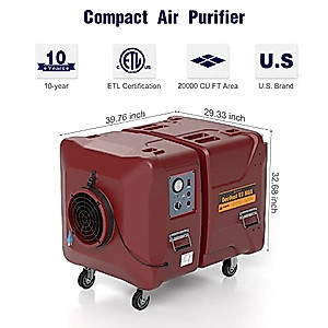 Abestorm 2000 CFM Air Scrubber Commercial with 4 Stage Filtration Negative Air Machine HEPA Air Scrubbers UV-C Light Air Cleaner for Commercial, Industrial, Damage Restoration, and Large Spaces