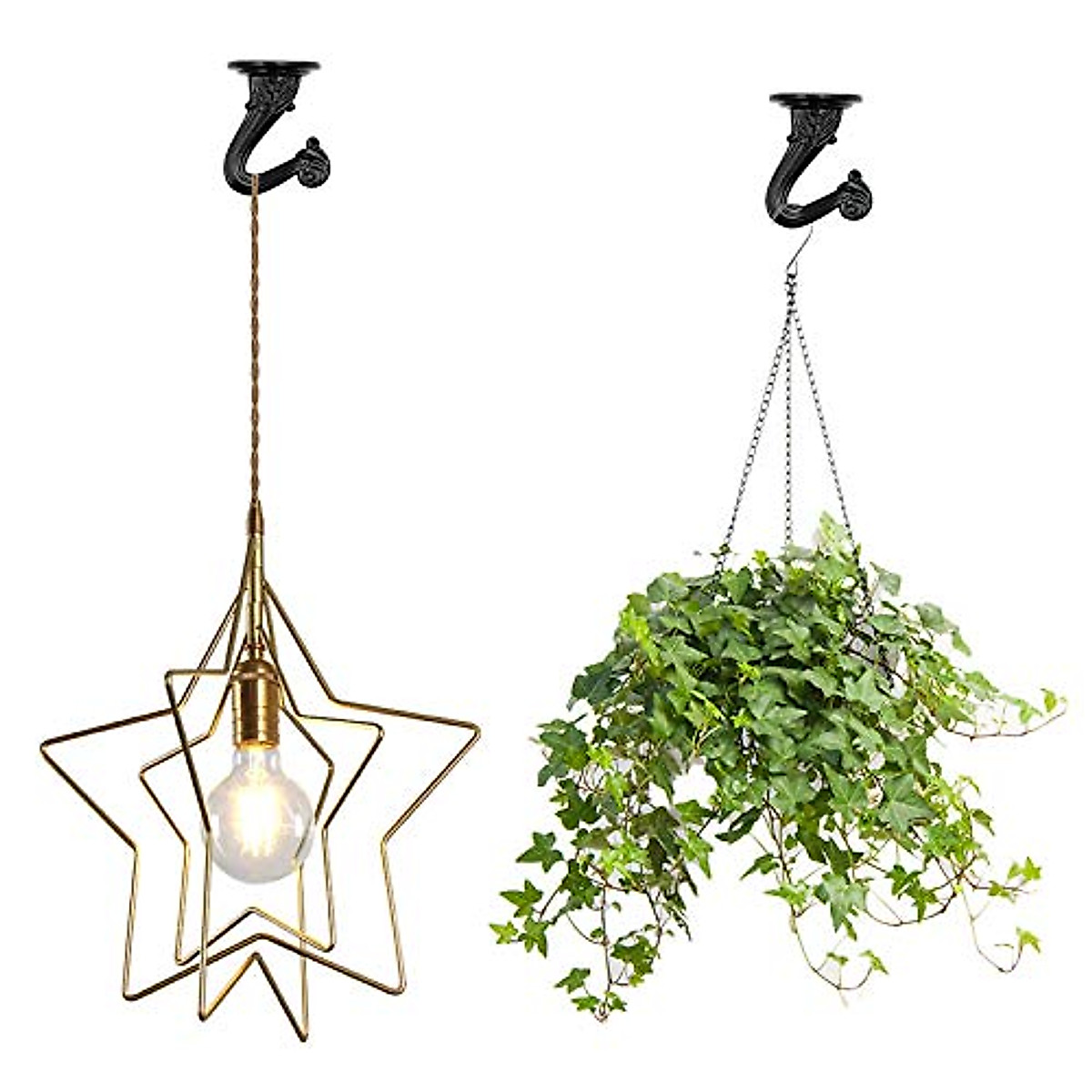 Hxchen 38mm/1.5" Ceiling Hooks - Heavy Duty Swag Hook with Steel Screws Bolts and Toggle Wings for Hanging Plants Ceiling Installation Cavity Wall Fixing Black - (2 Sets)