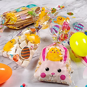 Labeol 150pcs Cellophane Bags 5X11 Easter Treat Bags with Ties Goodie Bags Clear Gift Bags for Candy Cookie Party Favor Birthday Baby Shower