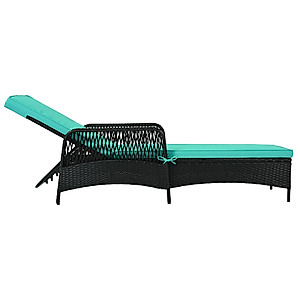 Quarte 2 Piece Outdoor PE Wicker Sun Lounger,Patio Chaise Lounger with Adjustable Backrest and Armrests,for Porch Lawn Garden Backyard Poolside (Green&y)