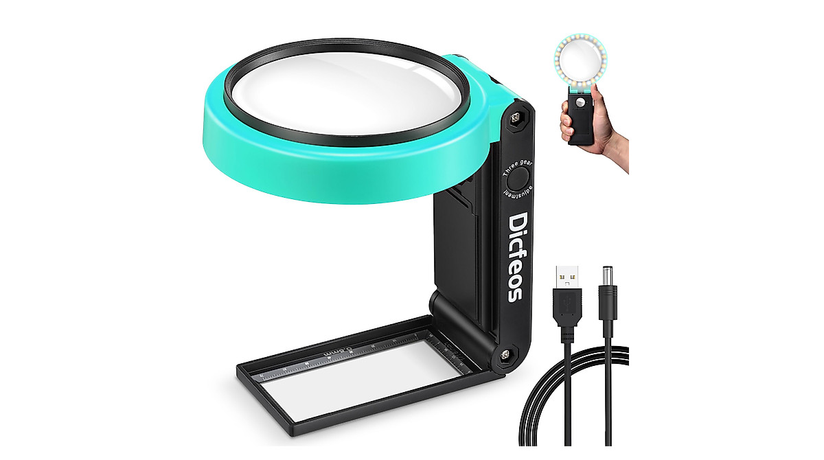 Dicfeos 30X 40X Magnifying Glass with LED Light