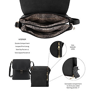 JESSIE & JAMES Cheyanne Concealed Carry Crossbody Bag with Lock and Key| Black