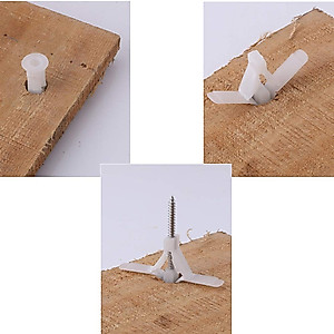 Ling-Ming CL-Link Plasterboard Fixings, Aircraft Expansion Anchor Bolts Tube and Countersunk Screws, Frame Fixings Wall Connector for Wall Curtain Gypsum Board Fixings(50 + 50 Screw)100 Pcs, White