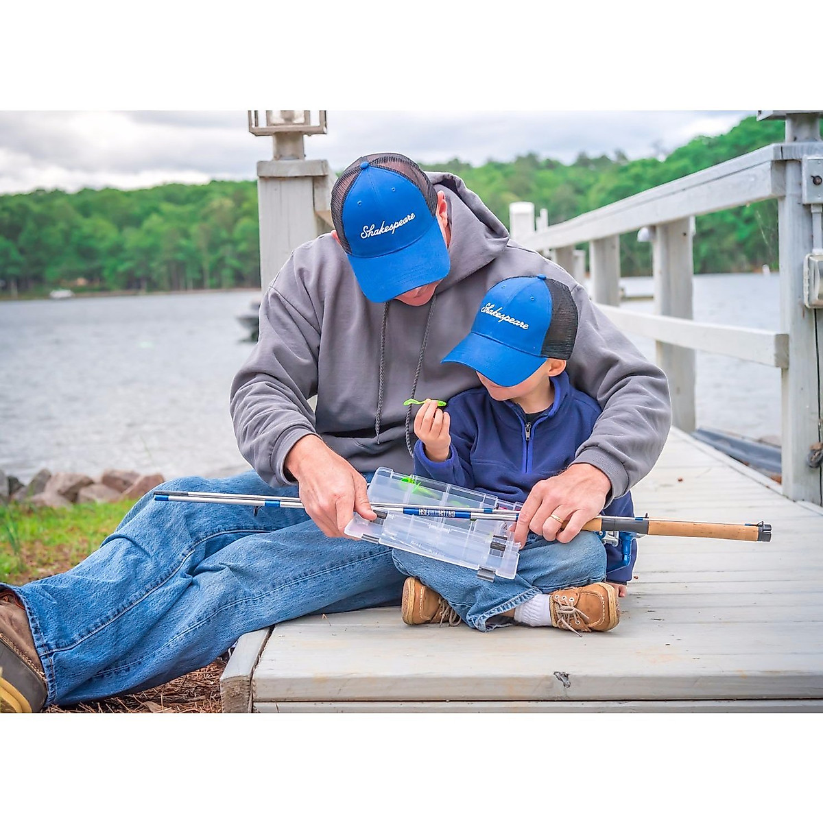 Shakespeare Catch More Fish Inshore Spinning Fishing Combo, includes Fishing Rod & Reel, Berkley Fishing Baits, Live Bait Tackle, Pre-Spooled with 10lb Stren Line