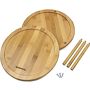 Greenco Bamboo Lazy Susan Turntable Spice Rack, 10 Inch 2- Tier Premium Bamboo, Rotating Organizer, Perfect for Kitchens Countertops, Pantry Storage, and Bathrooms