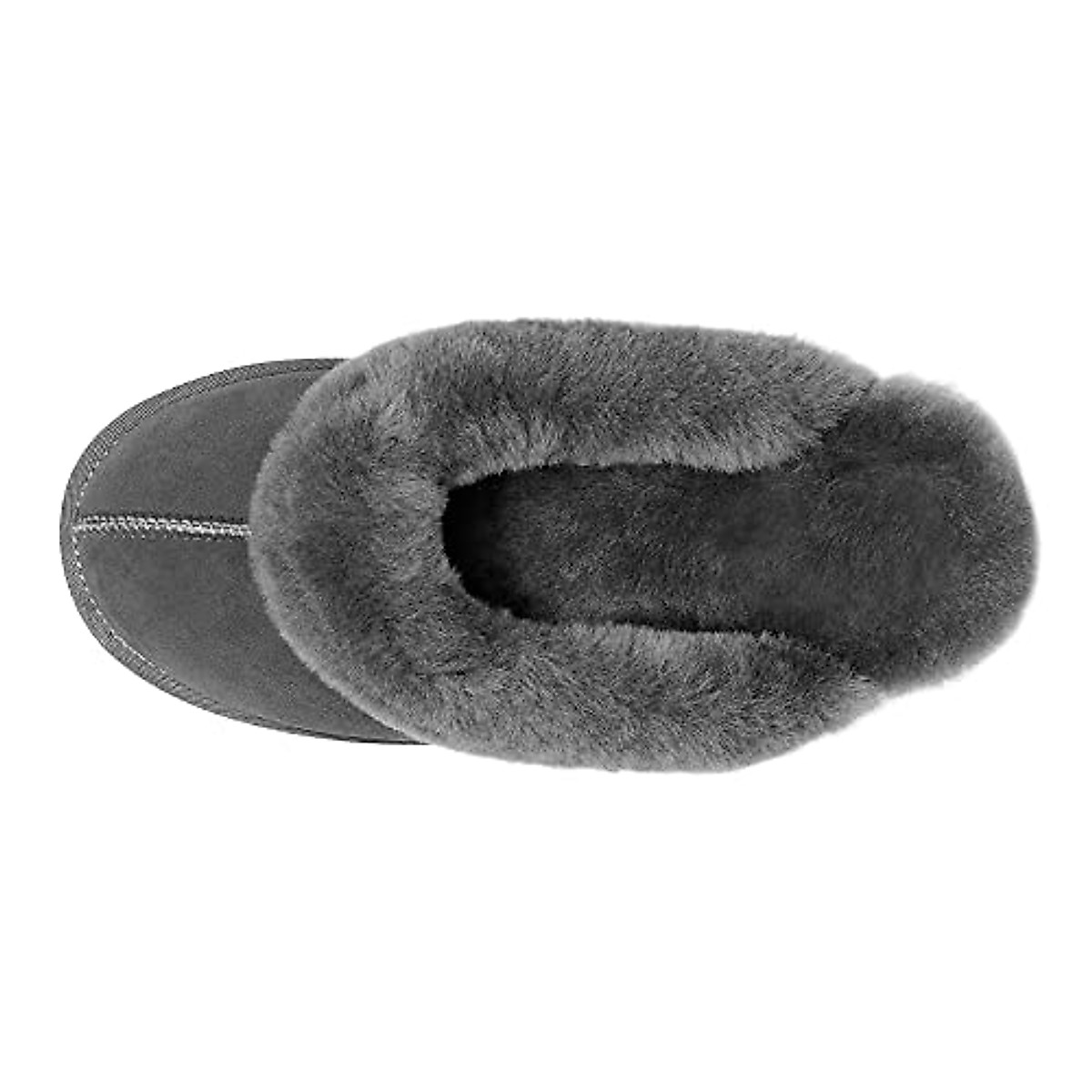 WaySoft Genuine Australian Sheepskin Women Slippers, Water-Resistant Warm and Fluffy Outdoor House Slippers for Women (7, Grey, numeric_7)