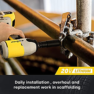 Enventor 20V Cordless Impact Wrench, Brushless Compact, 1/2 Inch Max Torque, 2.0Ah Li-Ion Battery, Fast Charger, 4 Sockets, Tool Bag and Belt Clip