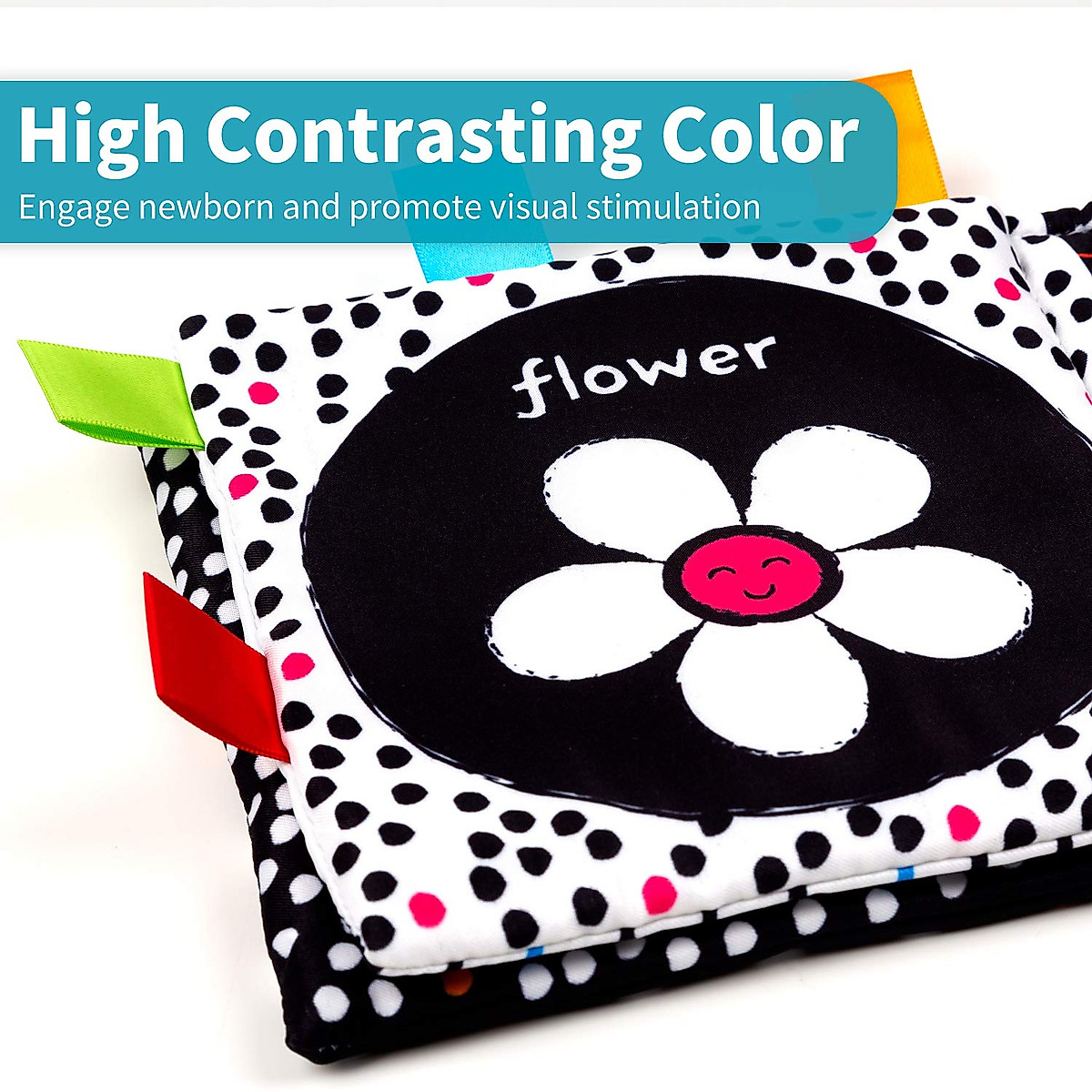High Contrast Black and White Interactive Crinkle Soft Book Bundle for Infant Baby First Cloth Book Set Soft Activity