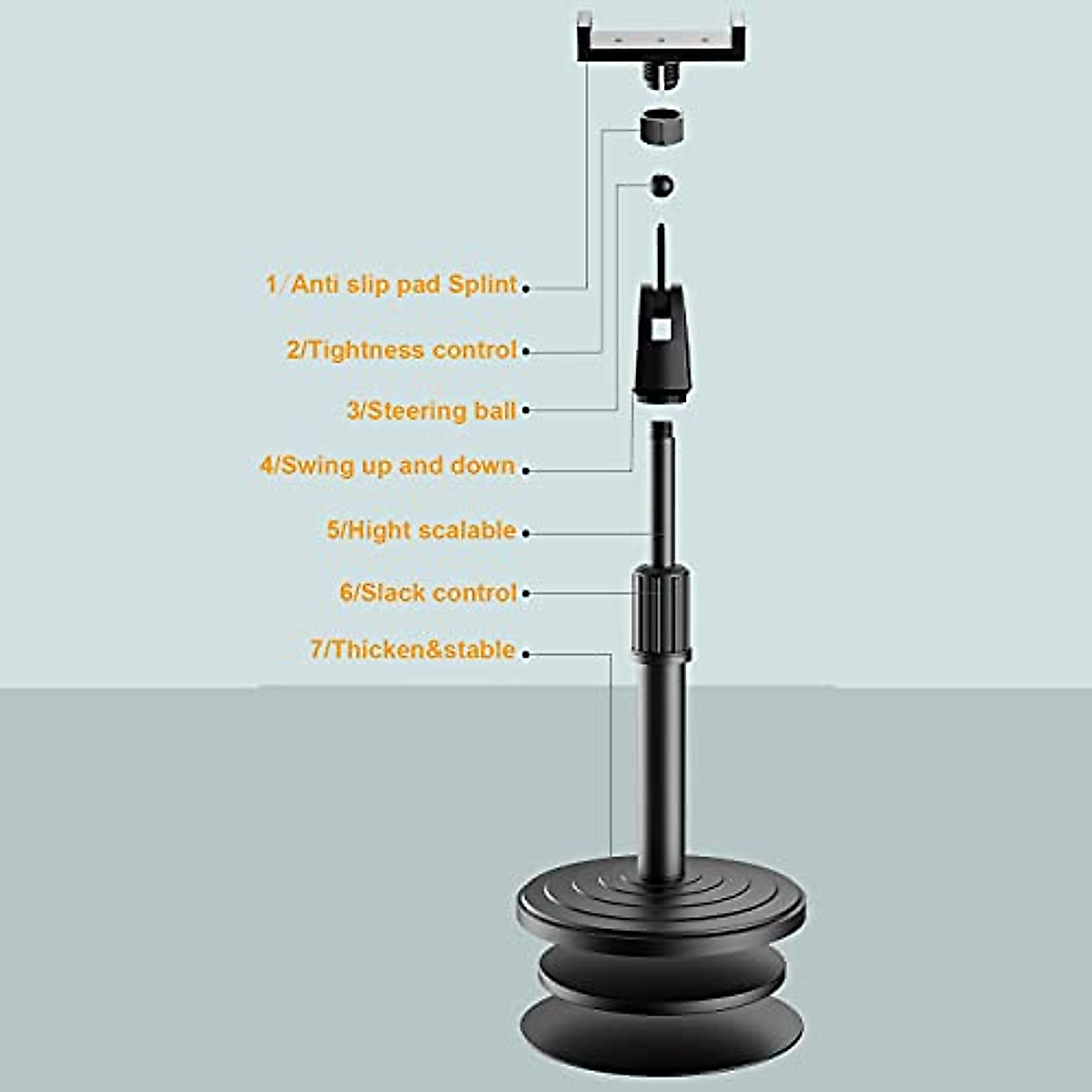 Phone Holder for Desk,Angle Height Adjustable 360 Rotation Cell Phone Stand(Black)